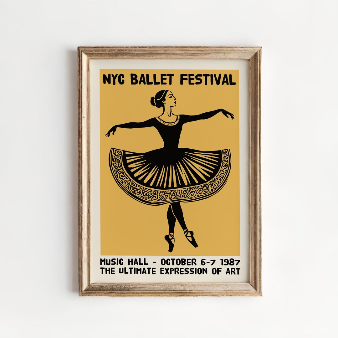 1987 NYC Ballet Festival Poster - Vintage Music Hall Dance Event Art ...