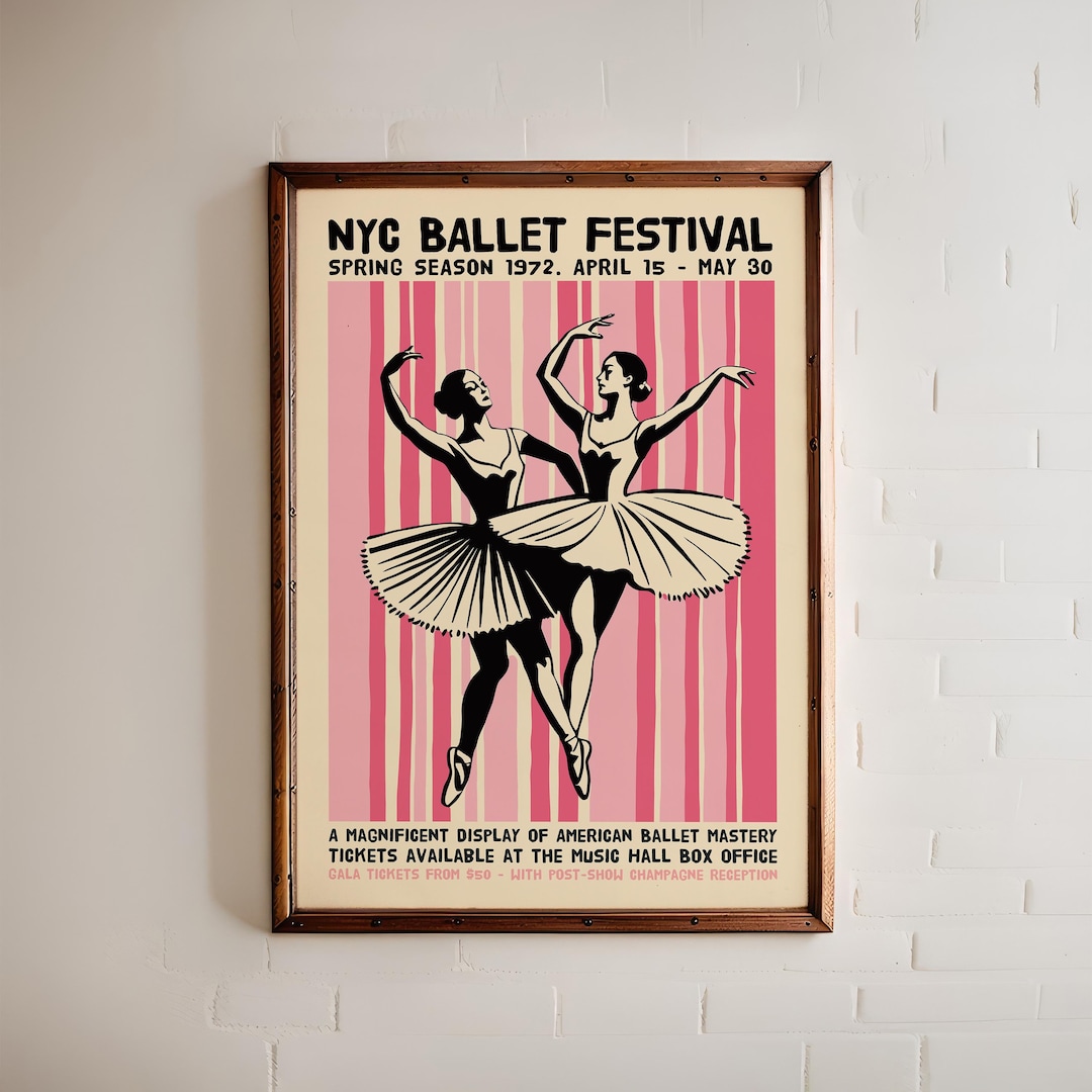 NYC Ballet Festival Poster 1972 | Retro Dance Wall Art Print | Mid ...