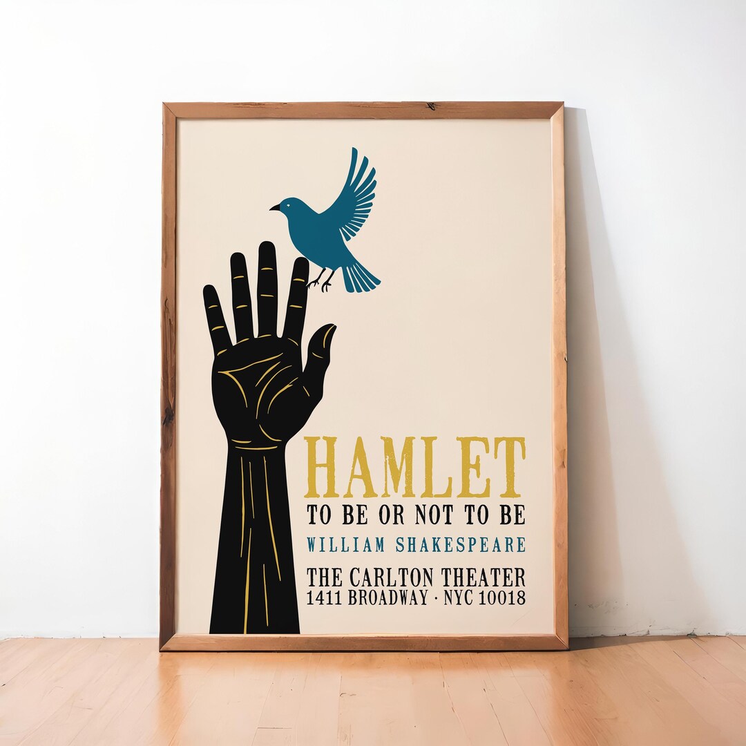Hamlet Broadway Theater Poster - Palmistry Hand With Bird Art Print ...