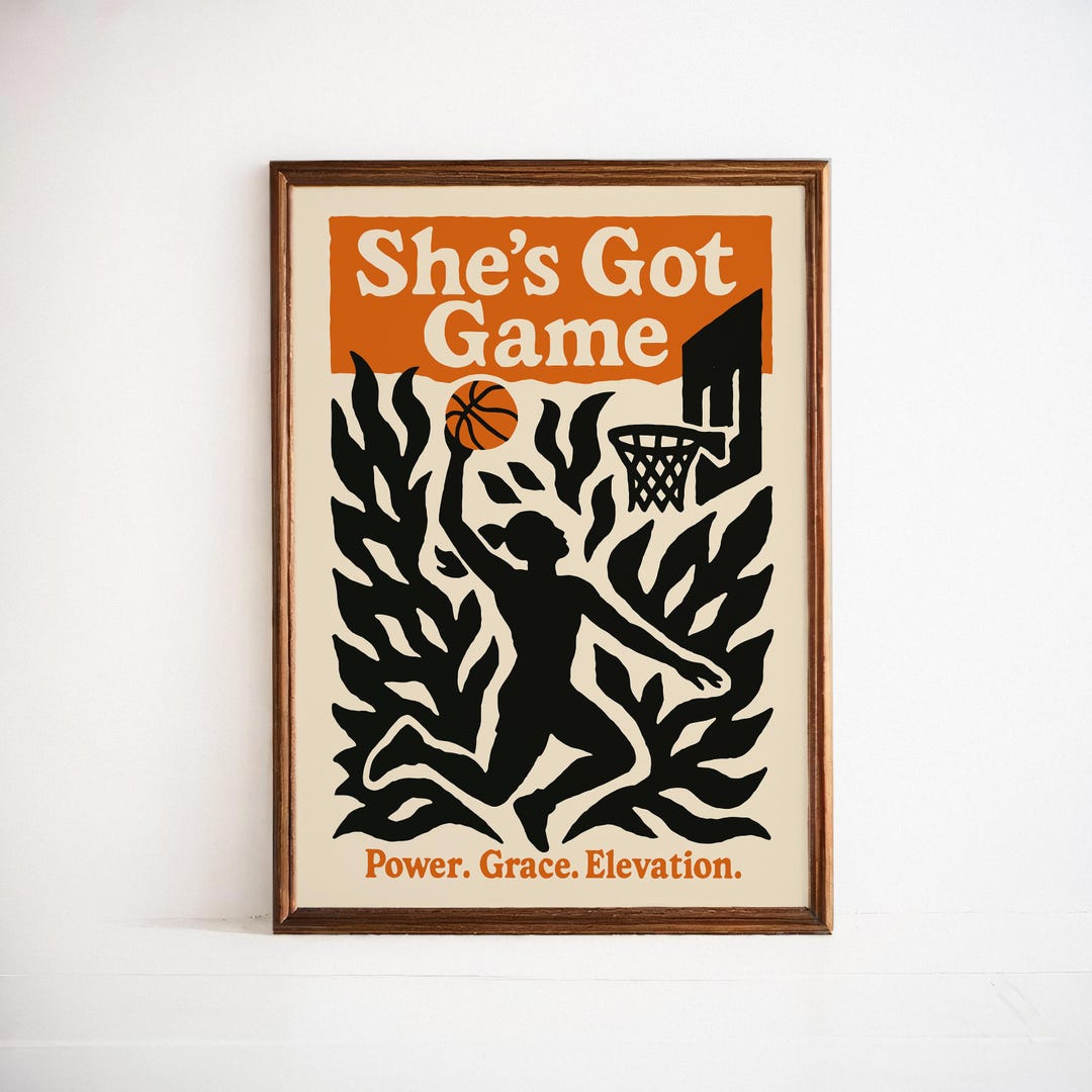 She's Got Game Basketball Poster Print | Retro Vintage Sports Wall Art ...