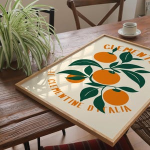 Vintage Italian Clementine Poster - Retro Fruit Wall Art Print - Rustic ...