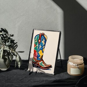 Artistic Cowboy Boot Art Print - Colorful Western Decor Poster ...