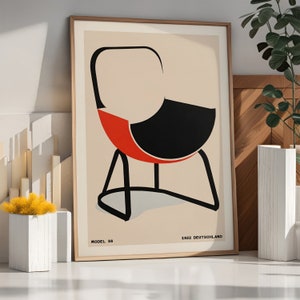 1922 Deutschland Model S6 Bauhaus Chair Poster Mid Century Modern Art ...