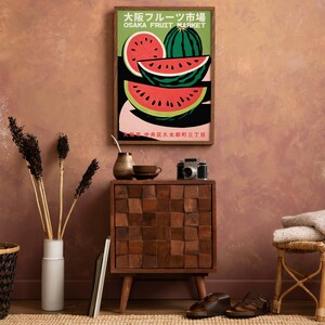 Osaka Fruit Market Poster - Japanese Art Print Watermelon Illustration ...
