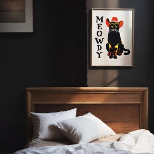 Meowdy Cat Print - Cowboy Poster, Howdy Black Cat, Cat Mom Print ...