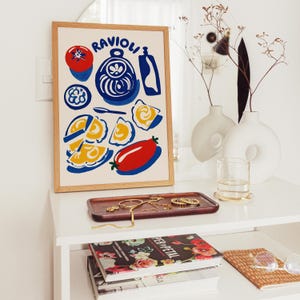 Italian Ravioli Kitchen Wall Art, Minimalist Food Print, Mediterranean ...