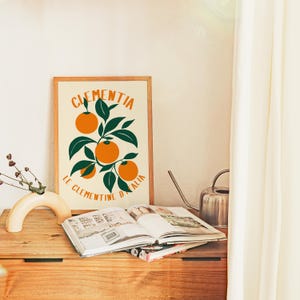 Vintage Italian Clementine Poster - Retro Fruit Wall Art Print - Rustic ...
