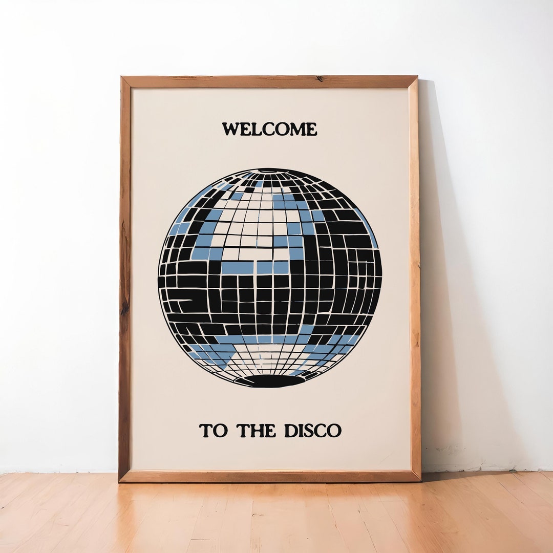 Welcome to the Disco - Retro Disco Ball Wall Art Print | Music Room ...