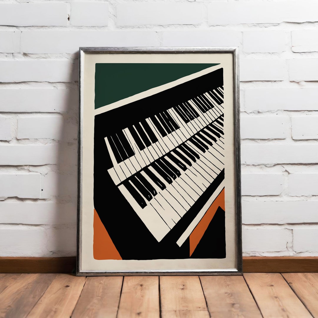 Modern Minimalist Piano Keyboard Art Print - Vibrant Music Wall Decor ...