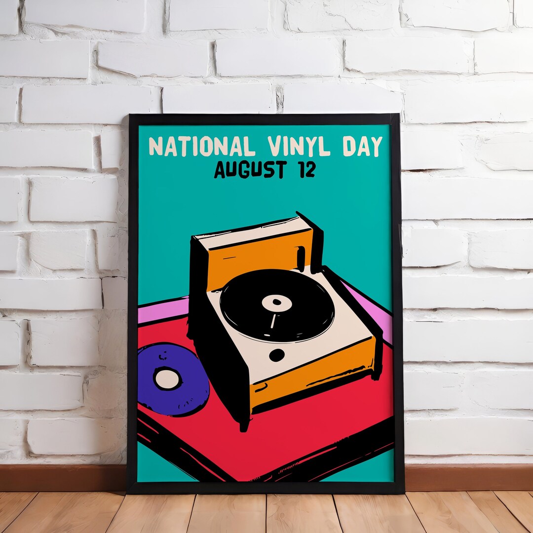 National Vinyl Day POSTER Retro Record Player Art Print, August 12 ...