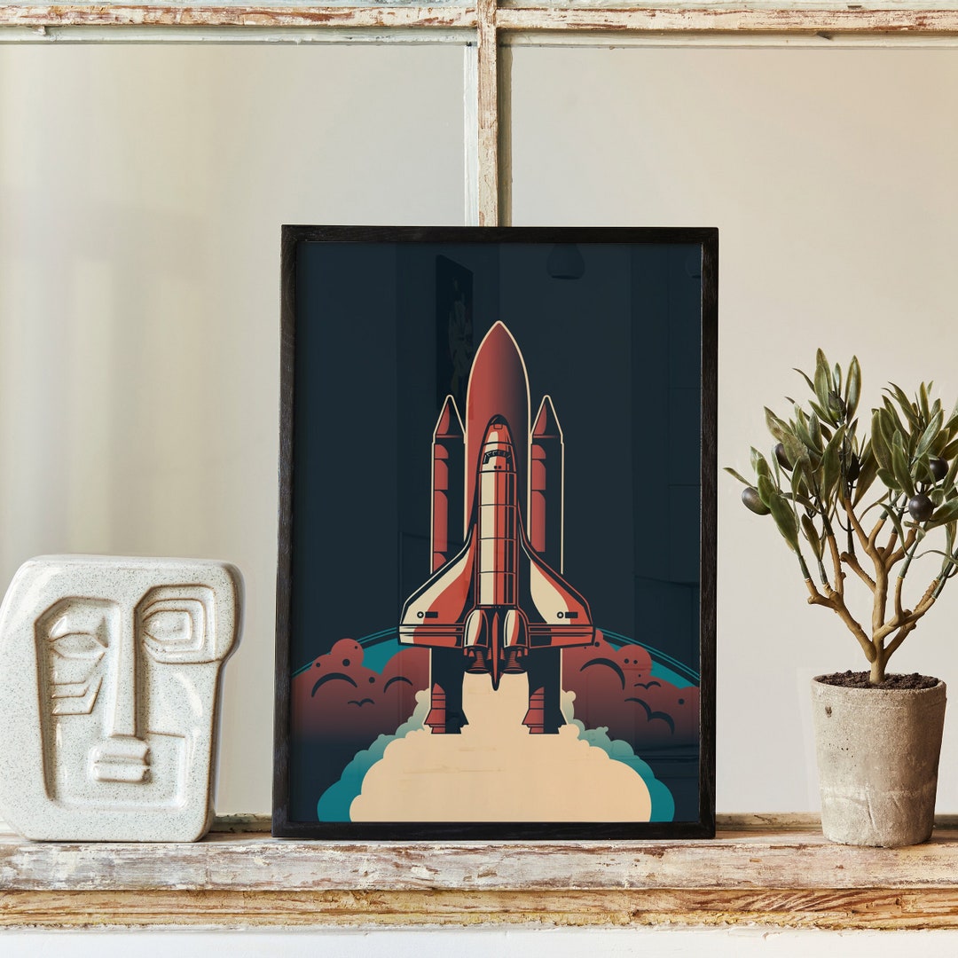 Minimalist SPACE SHUTTLE Poster Rocket Minimalist Posters Geometric ...