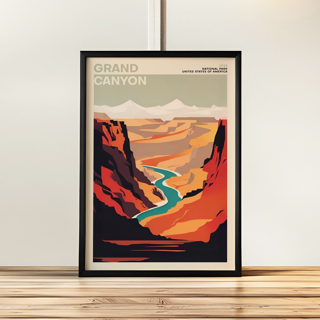GRAND CANYON National Park Poster Retro USA Travel Wall Art Minimalist ...