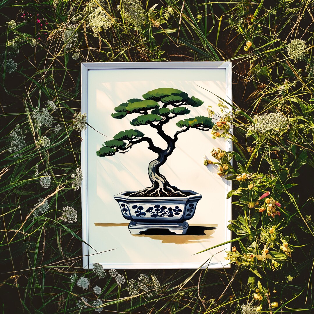 Japanese Bonsai Tree Art Print: Botanical Home Decor - Etsy