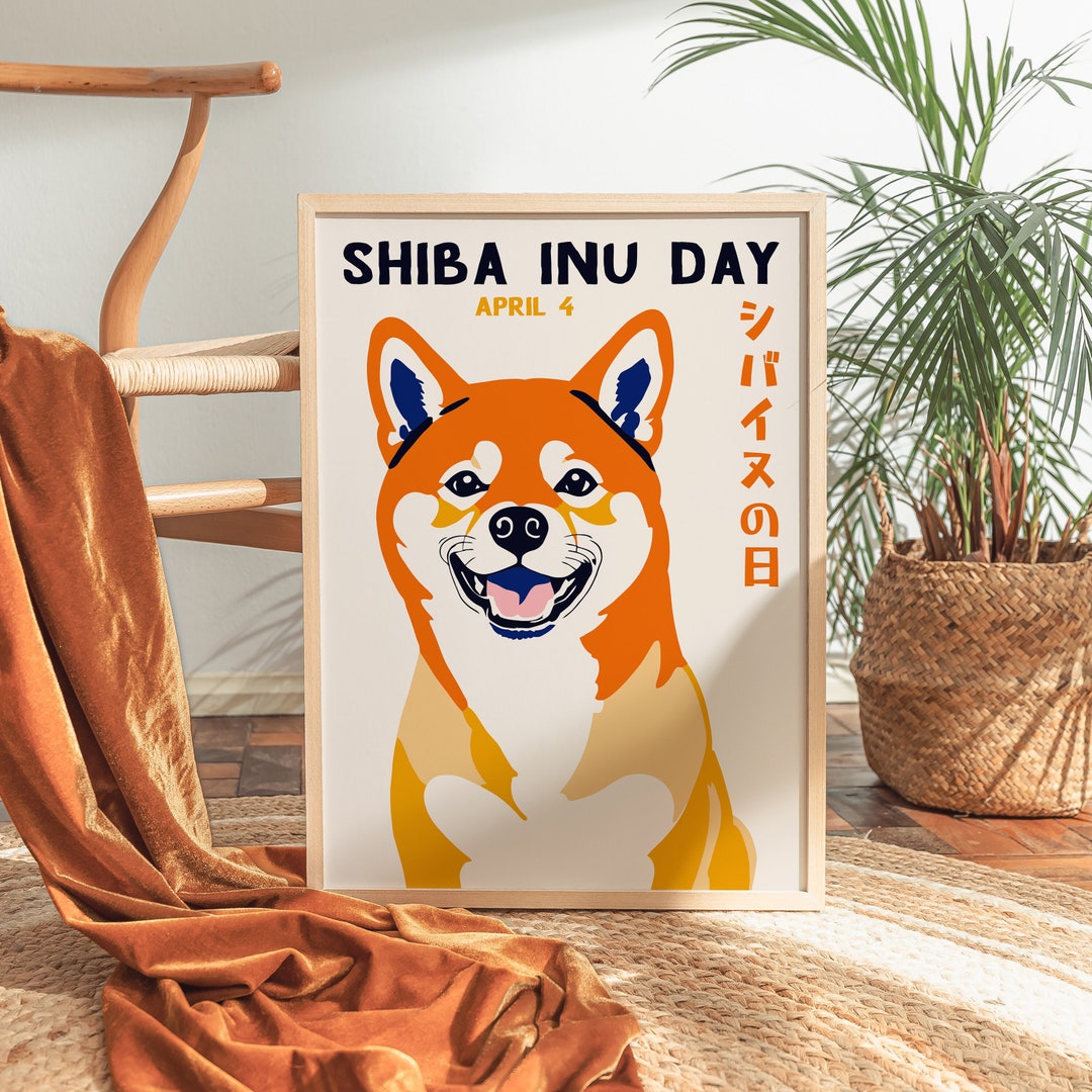 Limited Edition Shiba Inu Day Poster, Vibrant Wall Art, April 4 ...