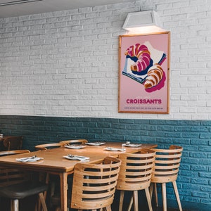 Croissants Art Poster French Bakery Wall Decor, Vintage Style Pastry ...