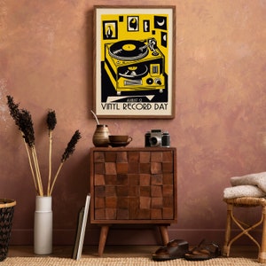 VINYL RECORD DAY Poster, Retro Turntable Vinyl Art, Music Memorabilia ...