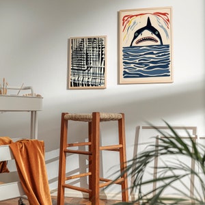 ANXIOUS SHARK Poster Quirky Wall Art Prints Funny Wall Art Prints ...