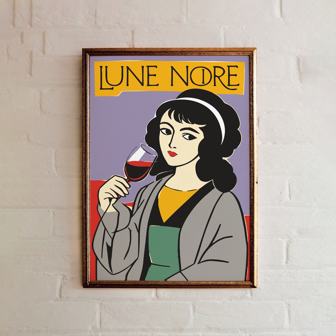 Lune Noire FRENCH WINE POSTER Classic Advertising Print, Alcohol Poster ...