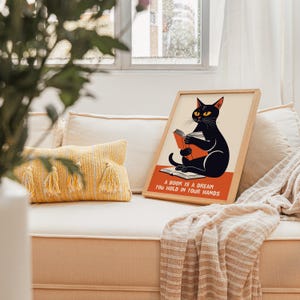 Cat Reading Quote Poster - Literary Wall Art | Perfect Gift for Readers ...