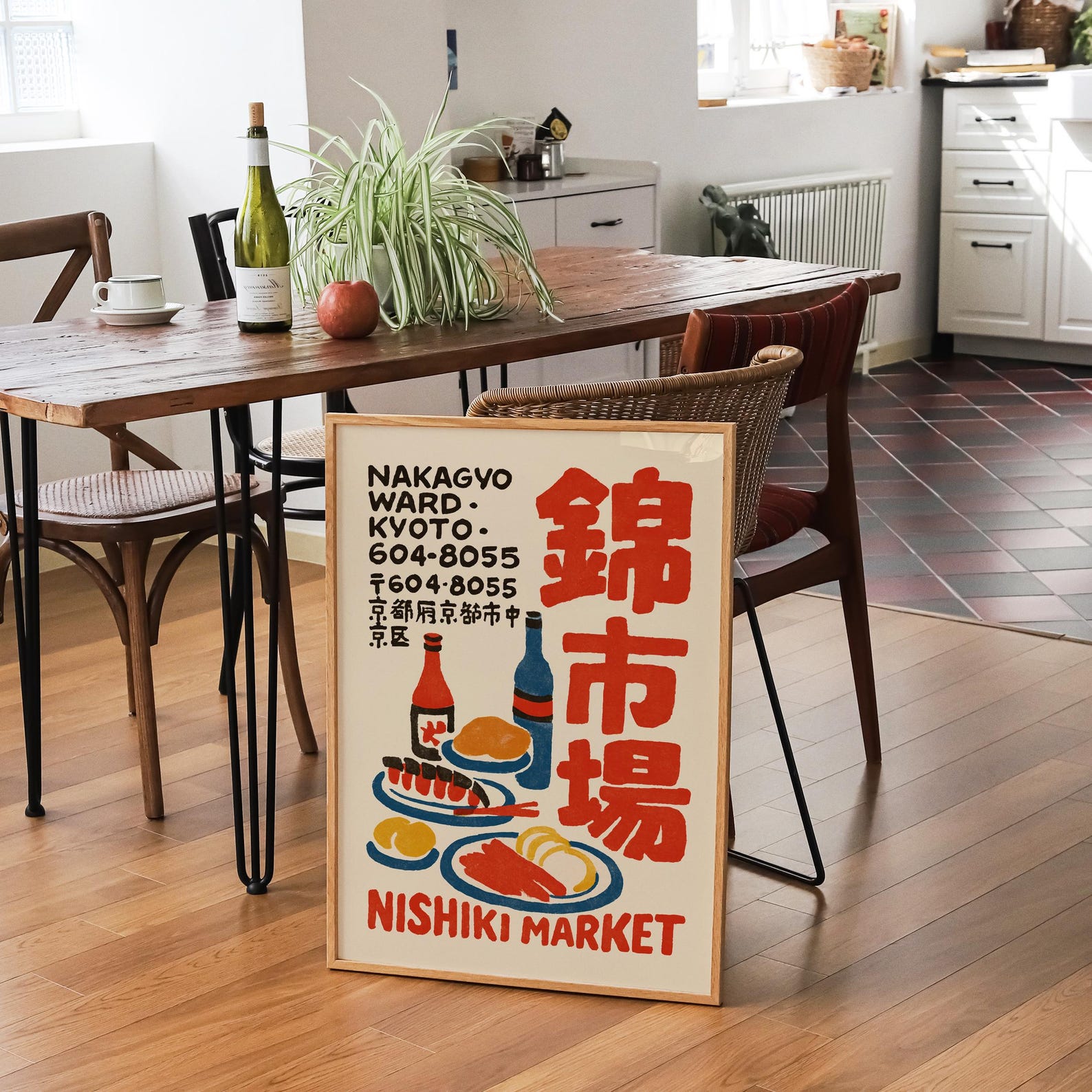 Nishiki Market Kyoto Food Poster - Charming Retro Bright Travel Themed ...