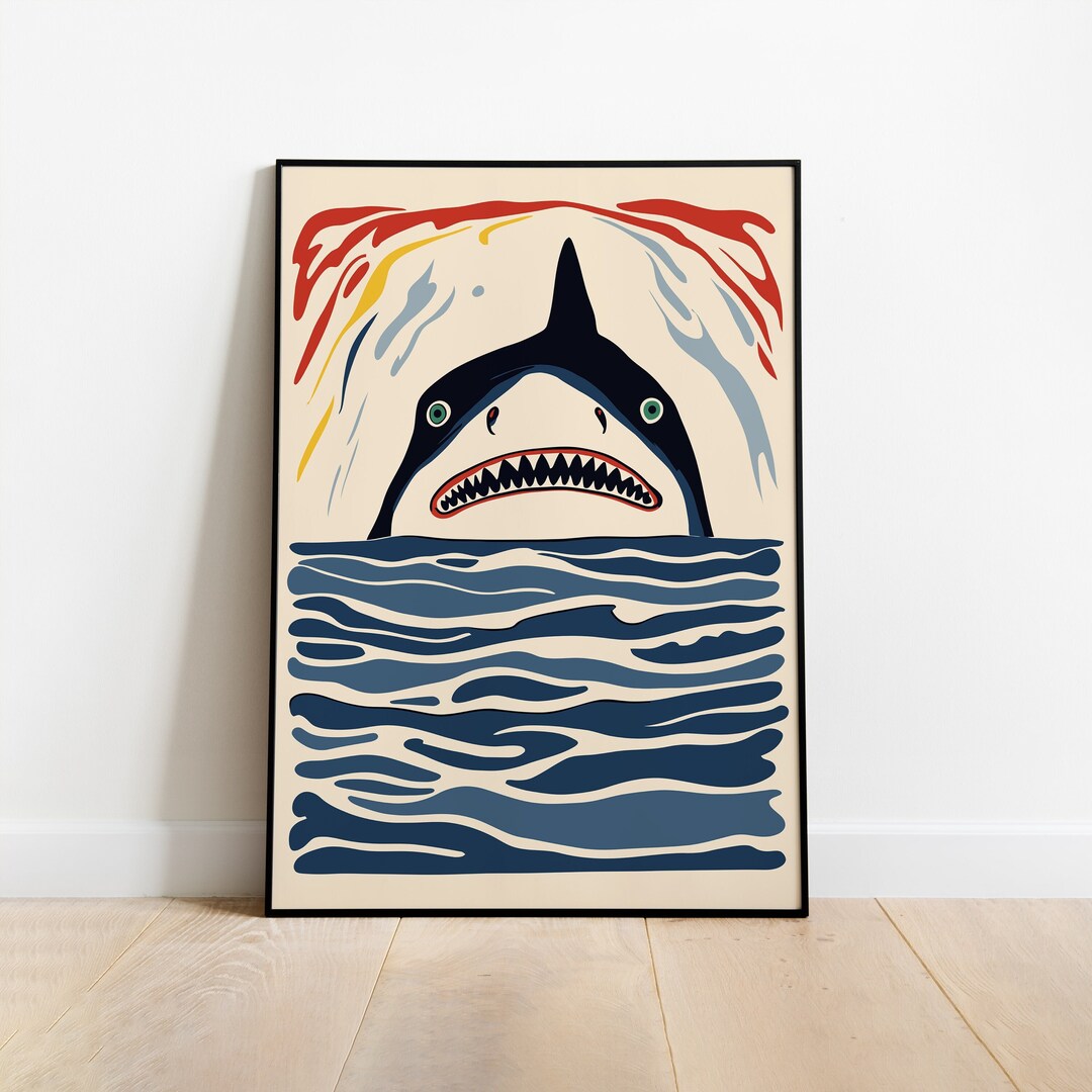ANXIOUS SHARK Poster Quirky Wall Art Prints Funny Wall Art Prints ...