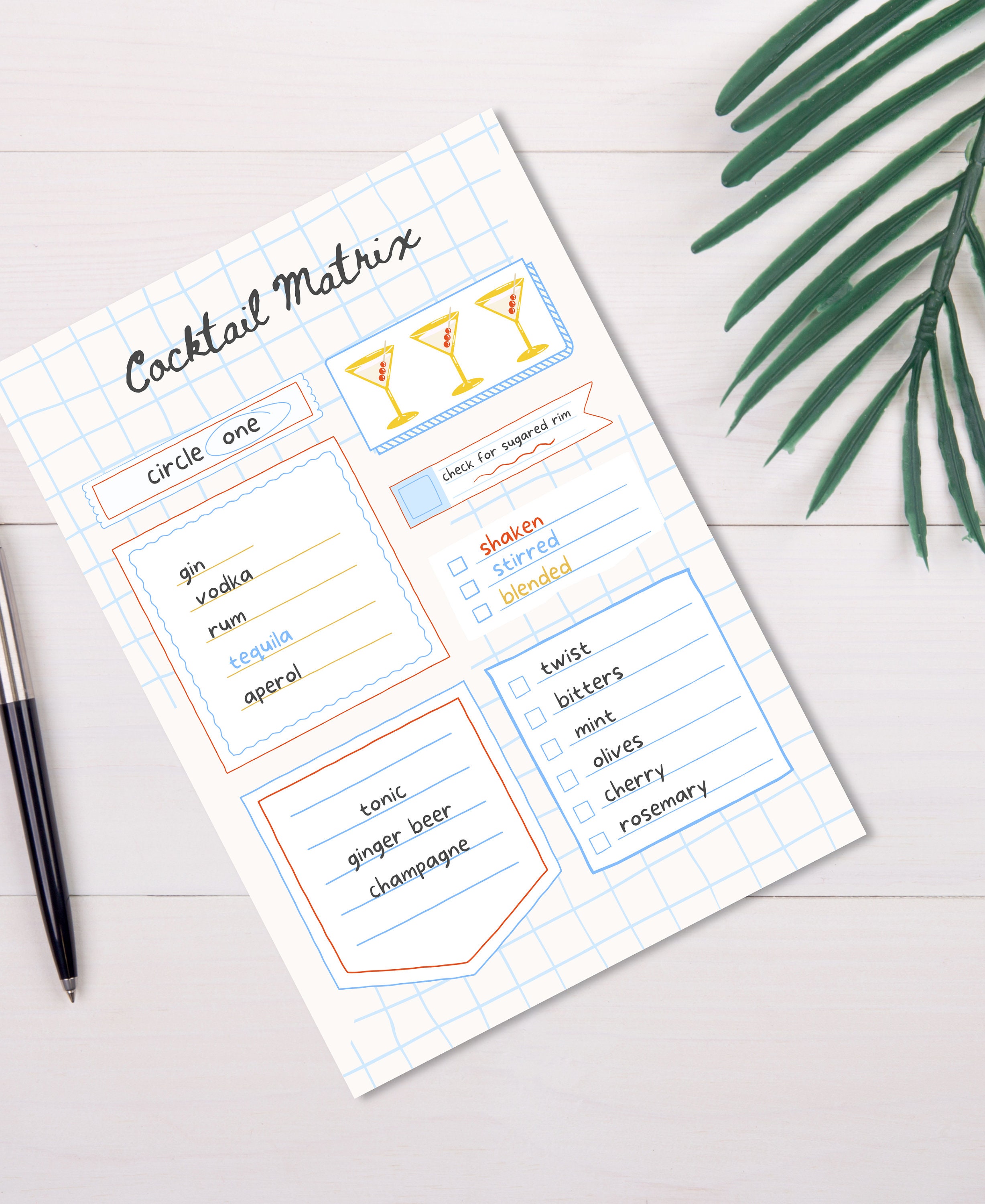 Cocktail Matrix Printable - Etsy
