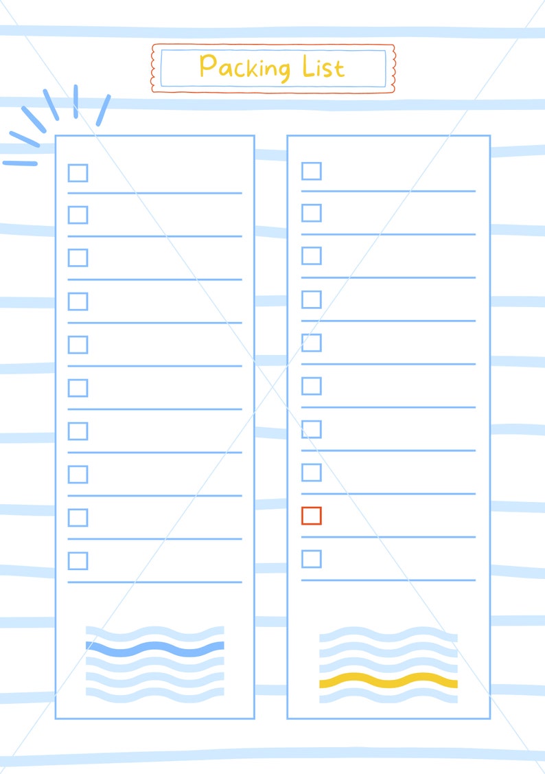 Wave Pool Packing List Printable - Etsy