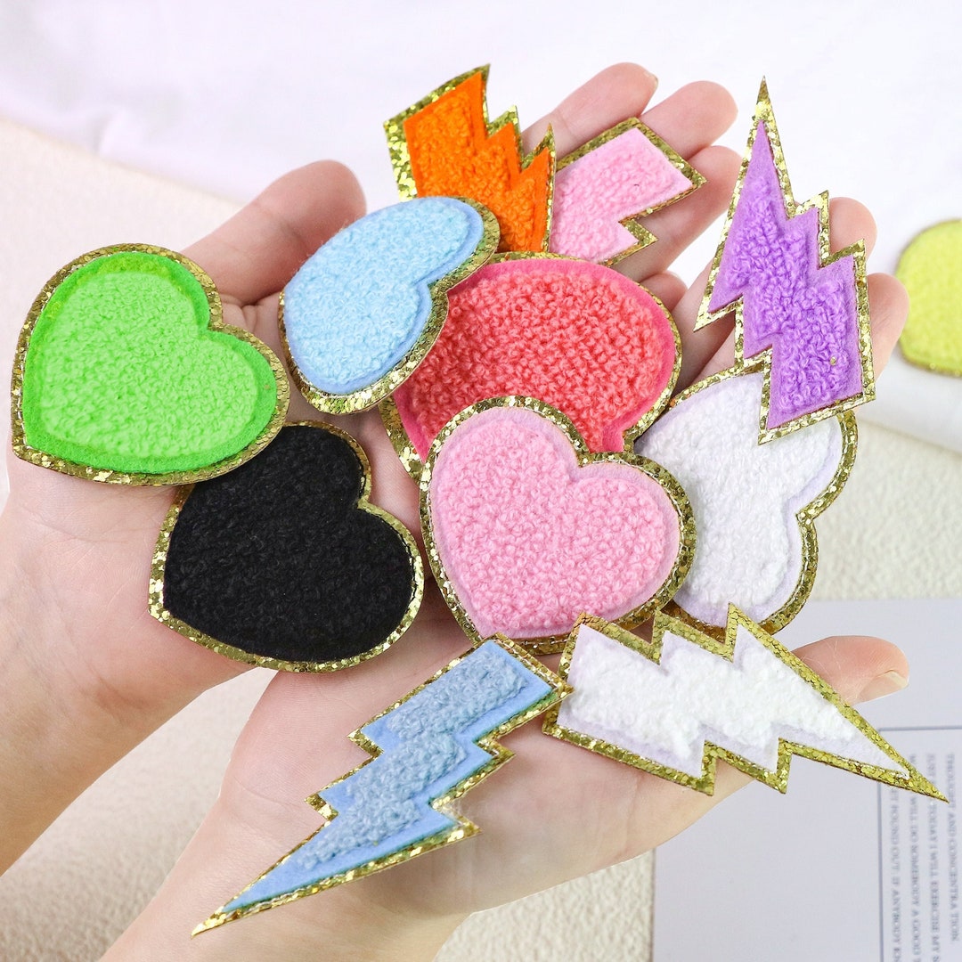 Love Patch Chenille Patch, Colorful DIY Patches, Lightning Patch, Gold ...