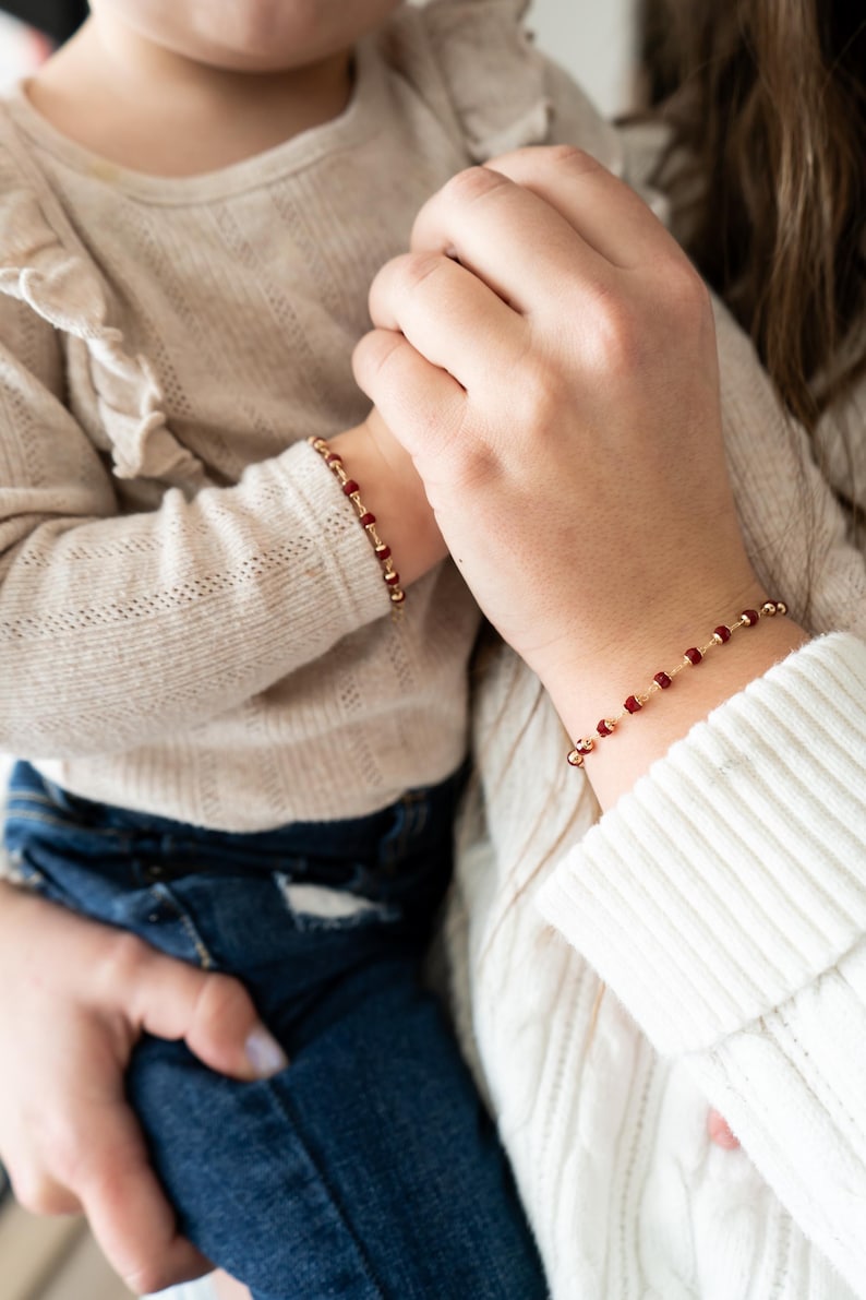 White or Pink Diamond Chain-toddler Bracelet-mommy&me Bracelet-baby ...