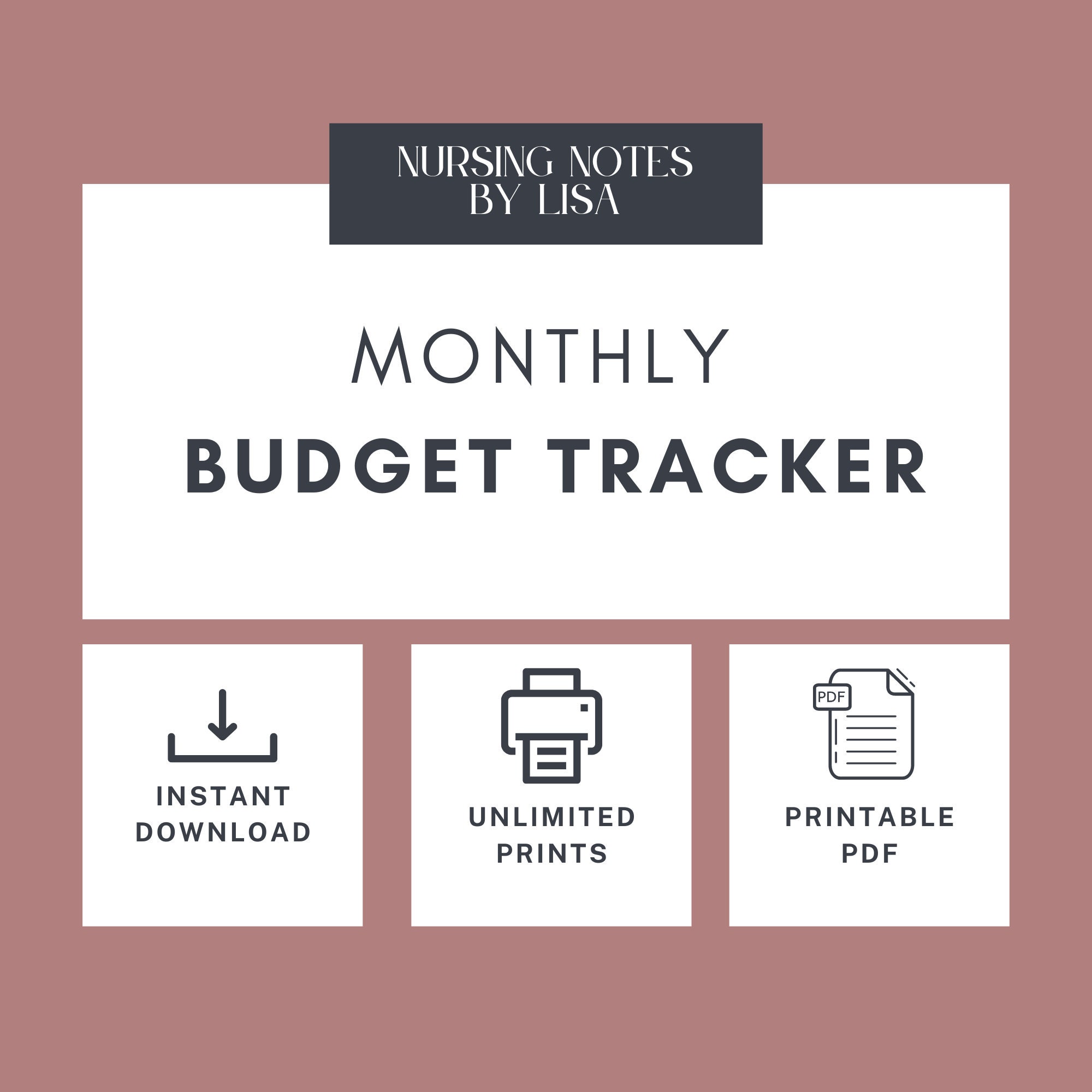 Simple Monthly Budget Tracker- Printable, Unlimited Prints! - Etsy
