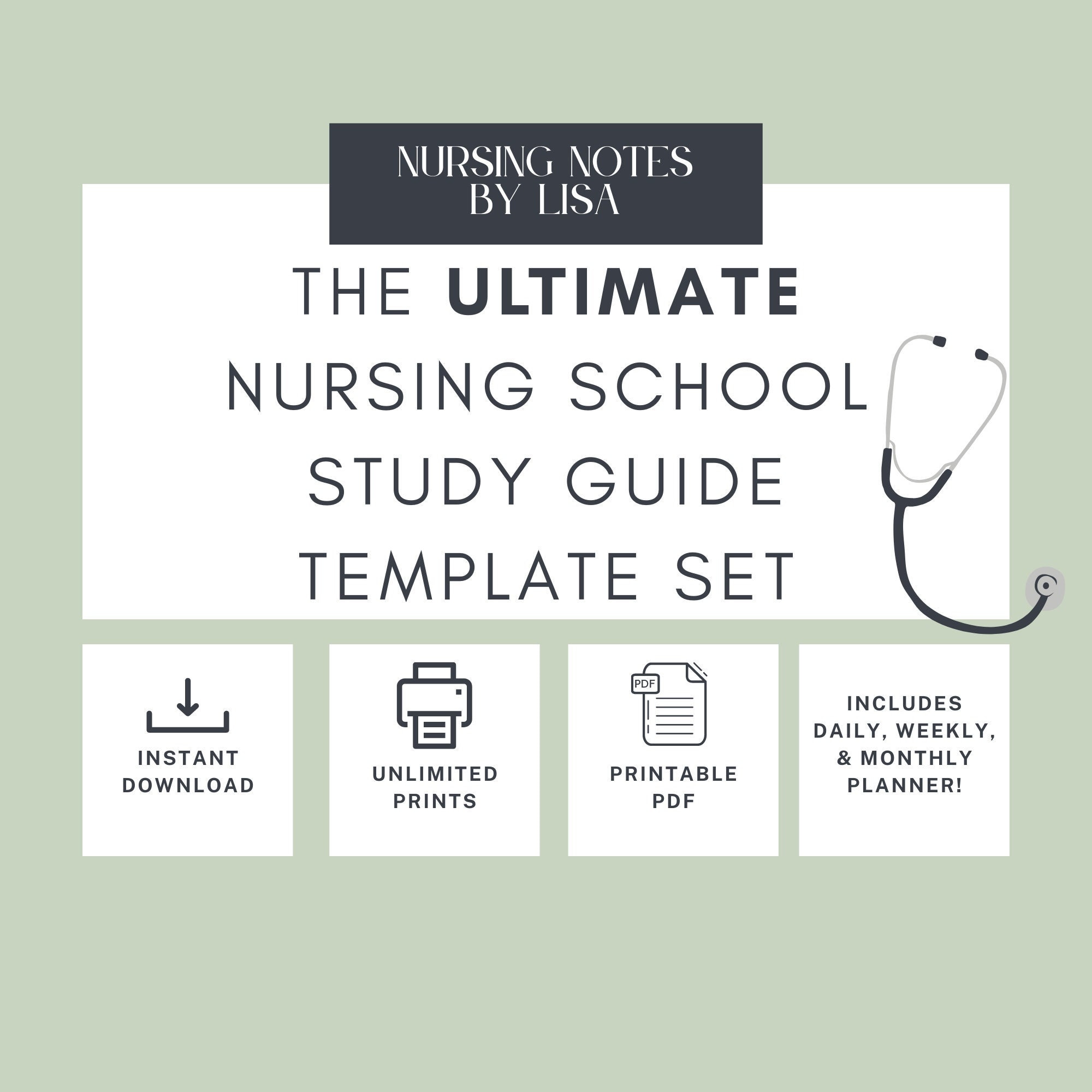 Ultimate Nursing School Study Guide Template - Printable - Etsy