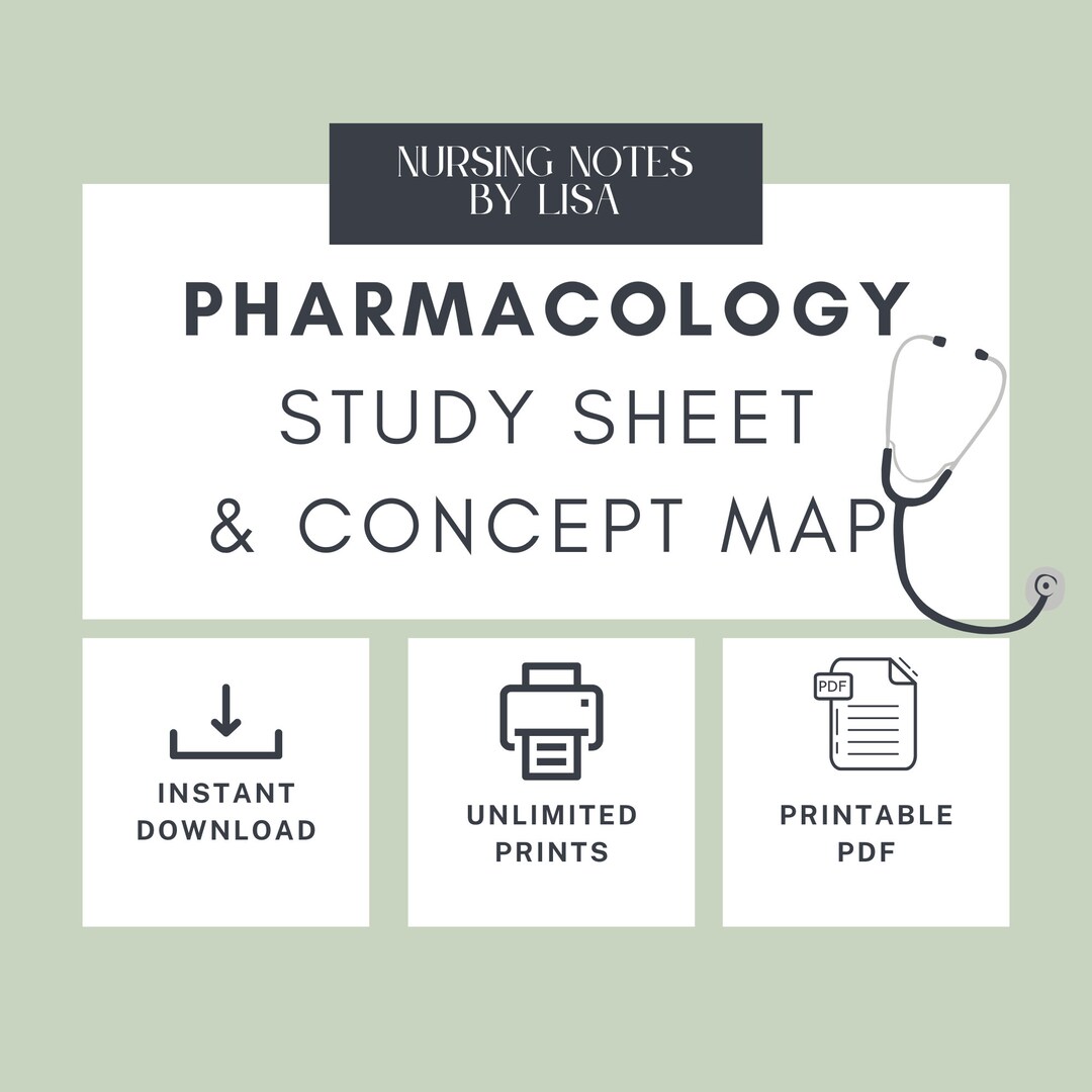 Pharmacology Study Guide Template for Nursing Students - Printable - Etsy