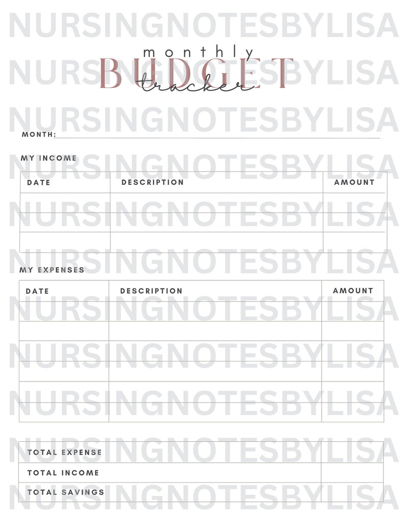 Simple Monthly Budget Tracker- Printable, Unlimited Prints! - Etsy