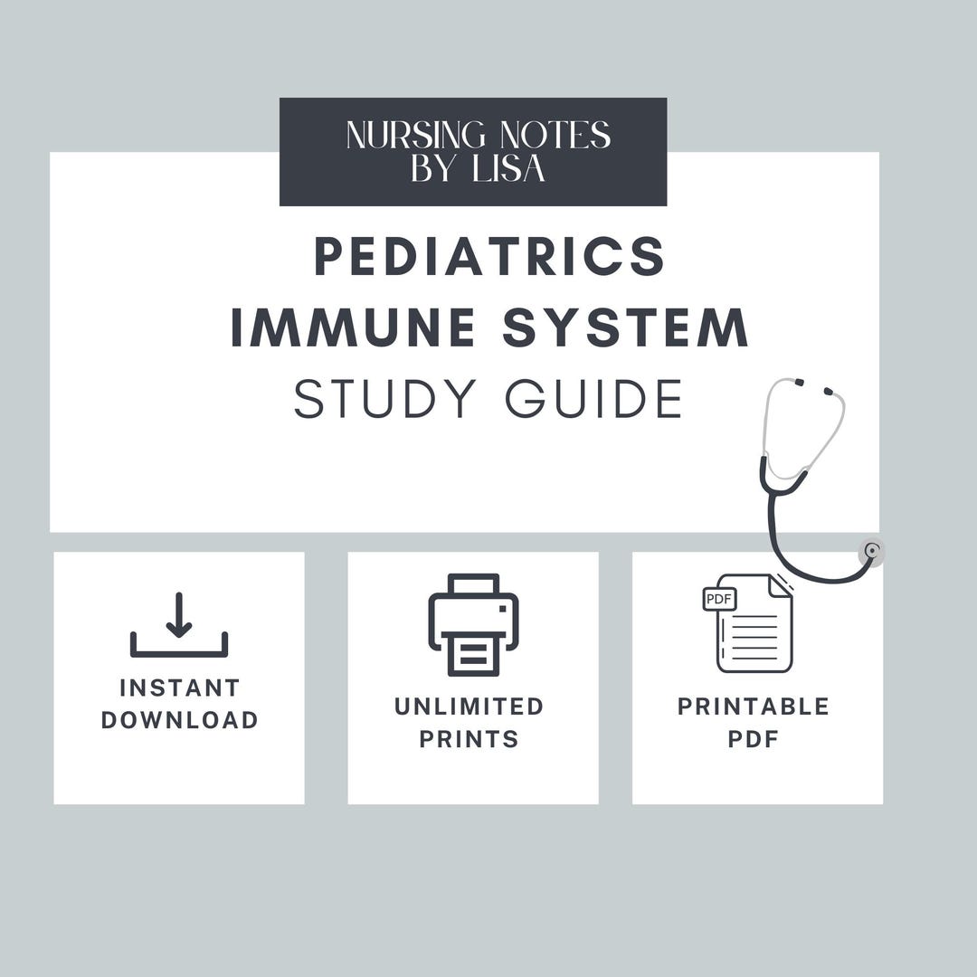 Pediatrics Immune System Study Guide - Ideal for Nursing Students! - Etsy