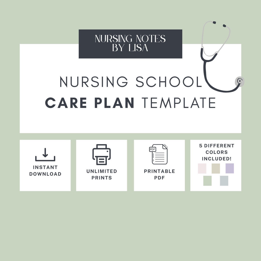 Nursing School Care Plan Template - Great for Nursing Students ...