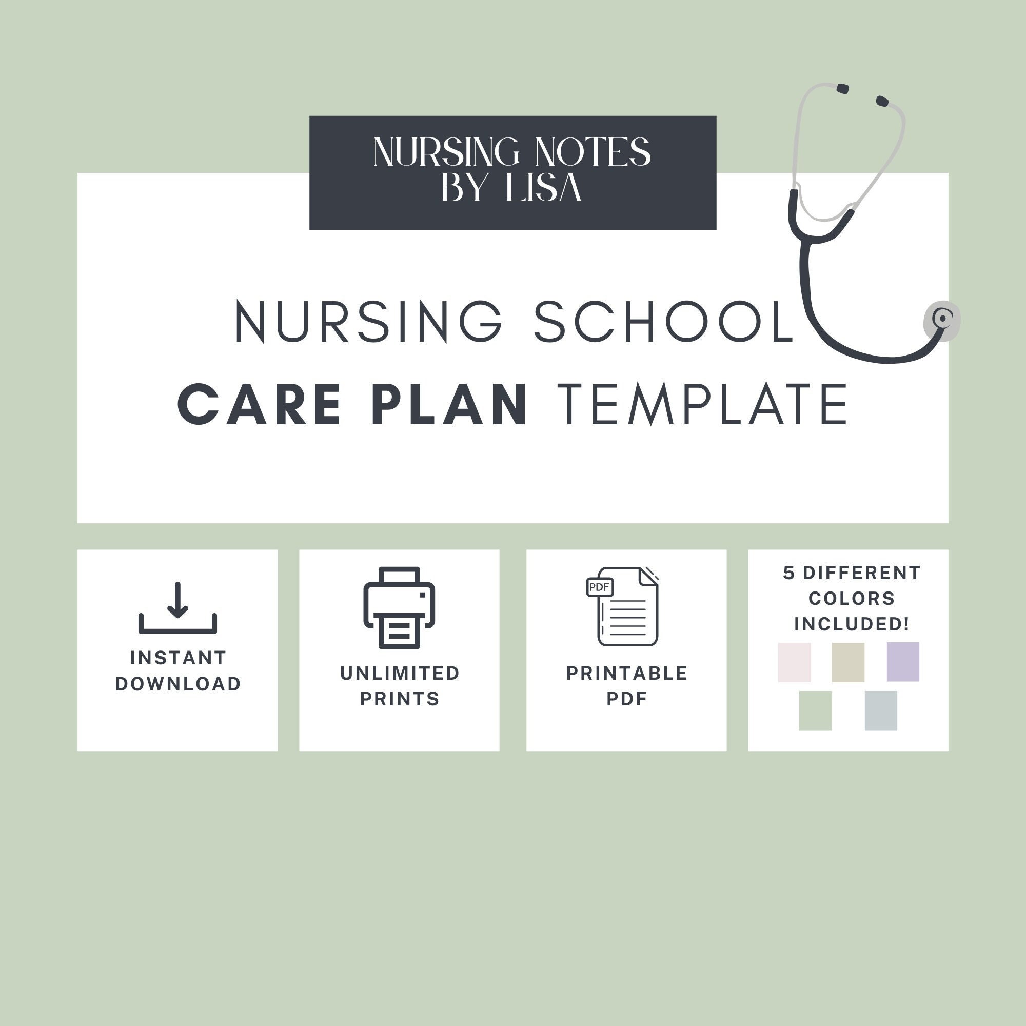 Nursing School Care Plan Template - Great for Nursing Students ...