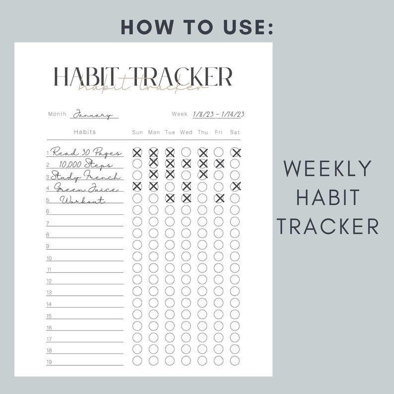 Weekly, Monthly, and Yearly Habit Tracker Printable, Unlimited Prints ...