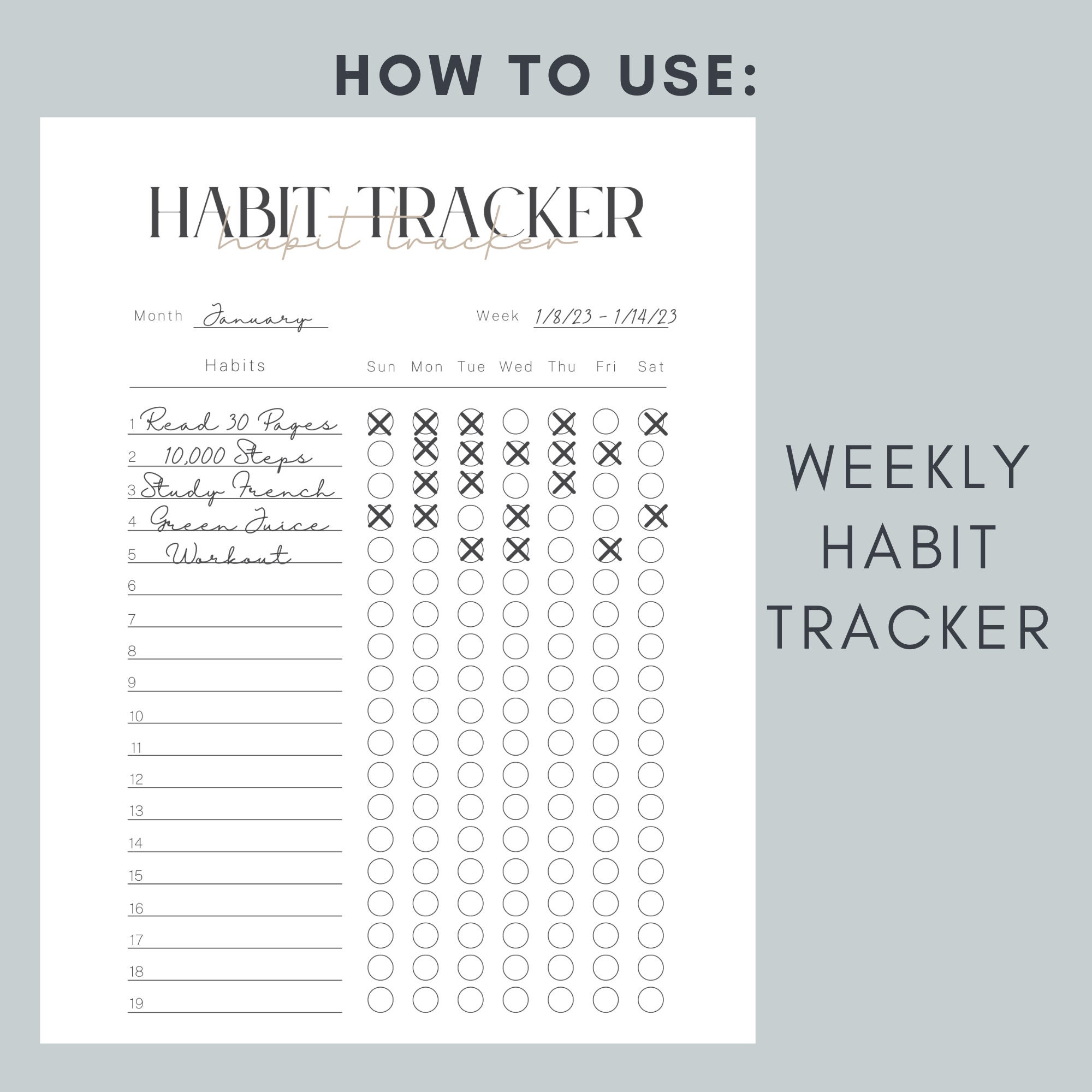 Weekly, Monthly, and Yearly Habit Tracker - Printable, Unlimited Prints ...