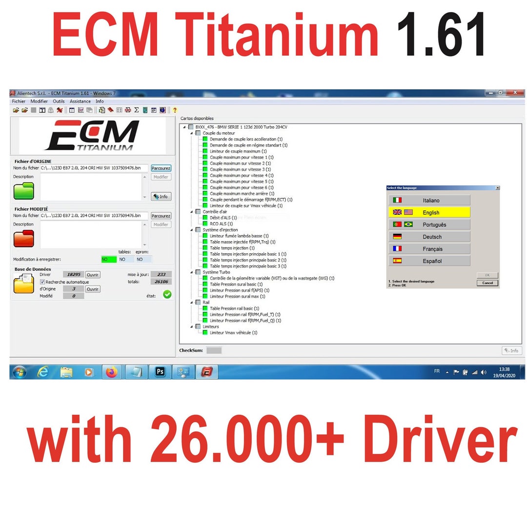 ECM TITANIUM 1.61 With 26000 + Driver ECM 18259+ Drivers for Ecu Tool ...