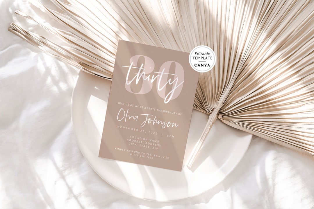 Boho 30th Birthday Invite Template Canva, Hello 30 Birthday Party ...