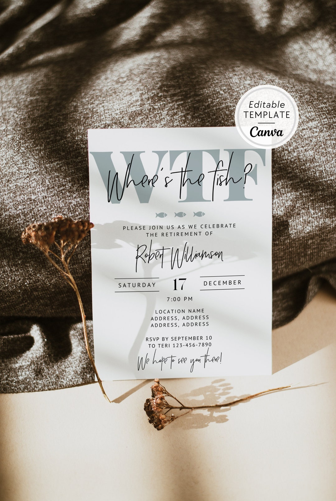 Funny Retirement Party Invitation, Minimal Retirement Celebration ...