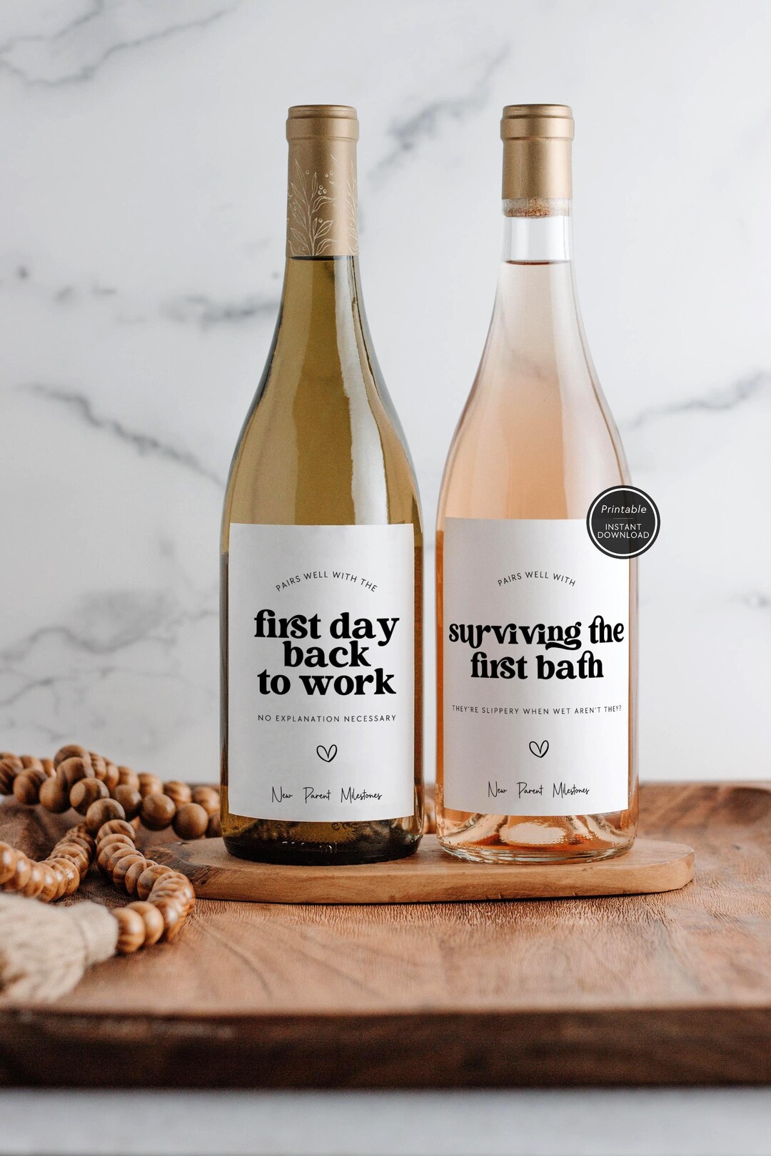 New Parent Milestone Wine Labels, Gift Basket Printable (digital ...