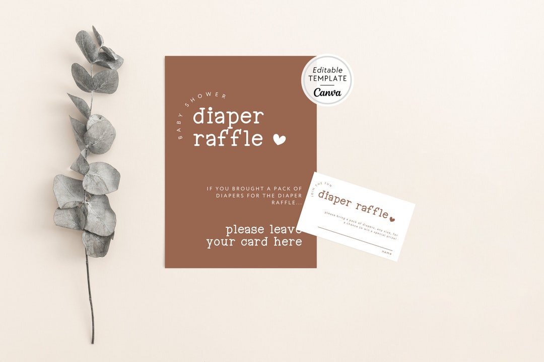 Diaper Raffle Sign Template Canva, Baby Shower Diaper Raffle Game ...