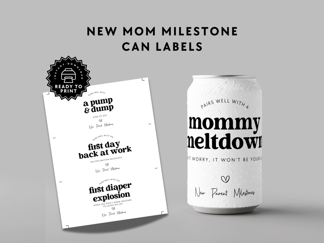 Milestone New Mom Beer Can Label Instant Download, Mommy Milestone ...