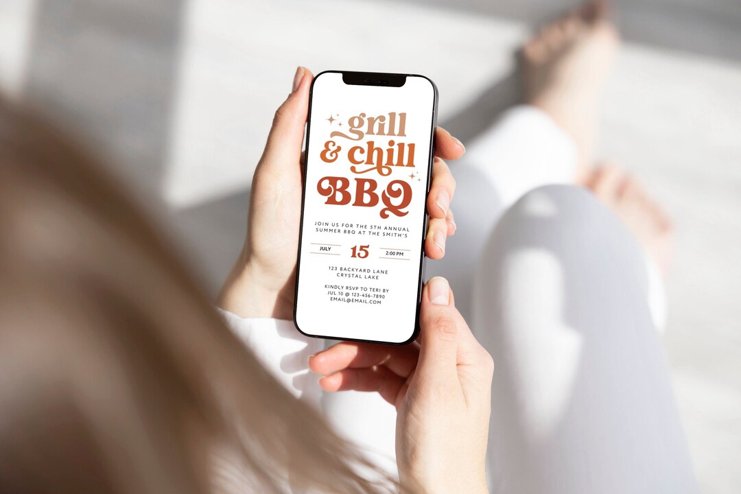 Summer BBQ Party Invitation Canva Template, Grill Out Cookout Party ...
