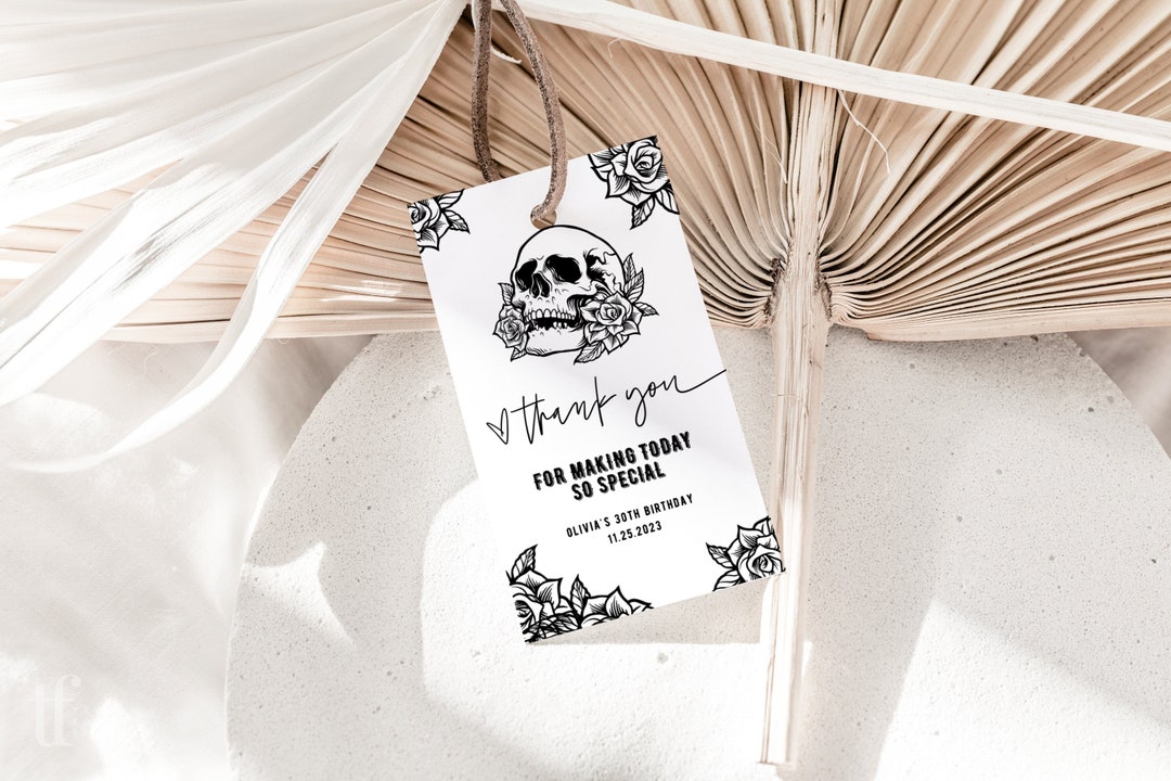 Goth Halloween Favor Tag Canva Template, Gothic Party Thank You Tag ...