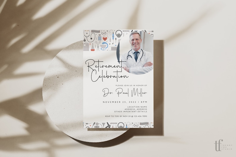 Doctor Retirement Party Invitation Printable Canva Template - Etsy