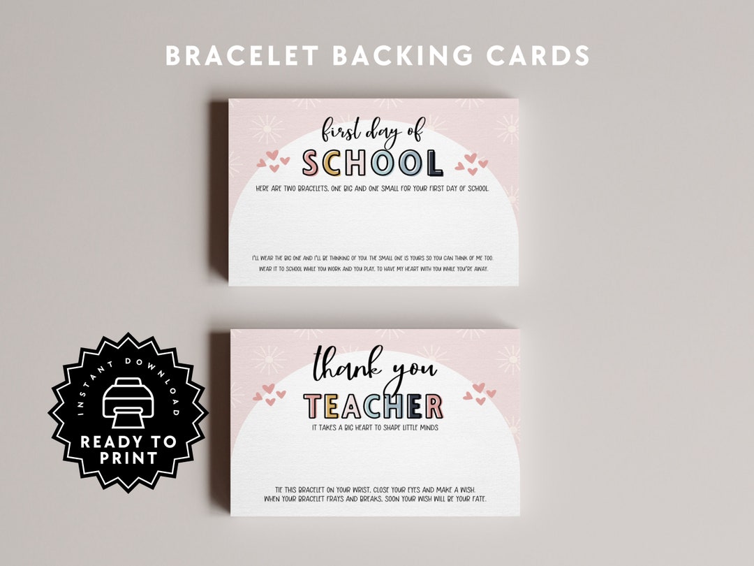 Printable Comfort Bracelet Backing Card, Instant Download, Back to ...