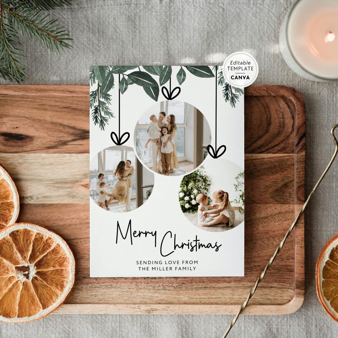 Rustic Christmas Photo Card Template, Editable Holiday Card Canva ...