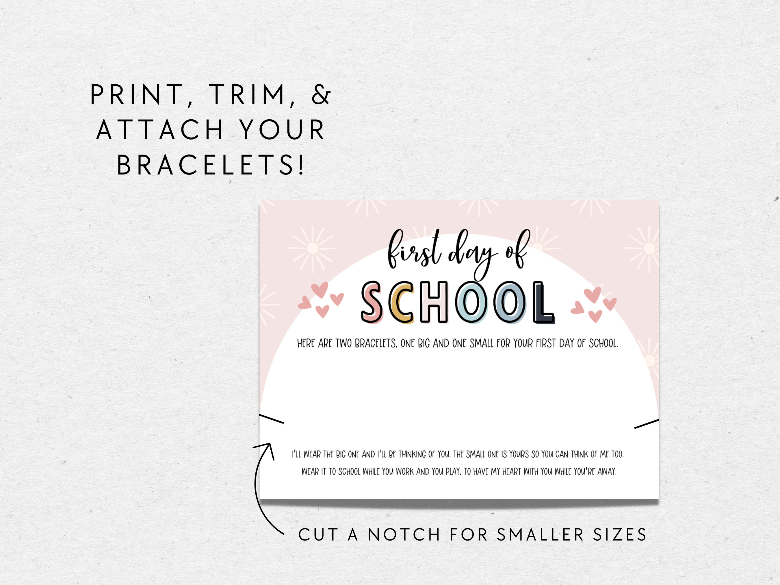 Printable Comfort Bracelet Backing Card, Instant Download, Back to ...